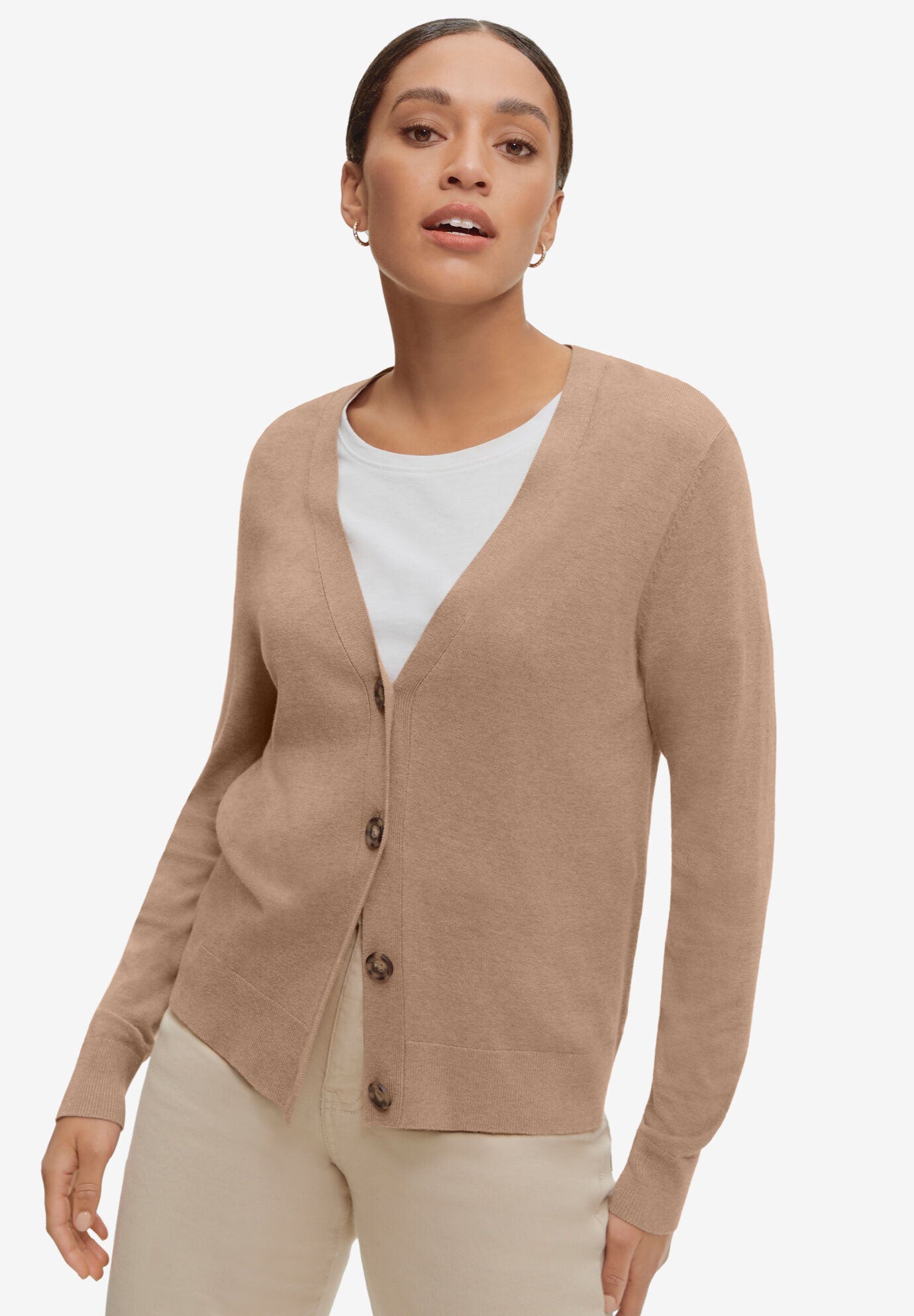 Boxy Cardigan - Relaxed Silhouette Knit Sweater, Butter | Catherines
