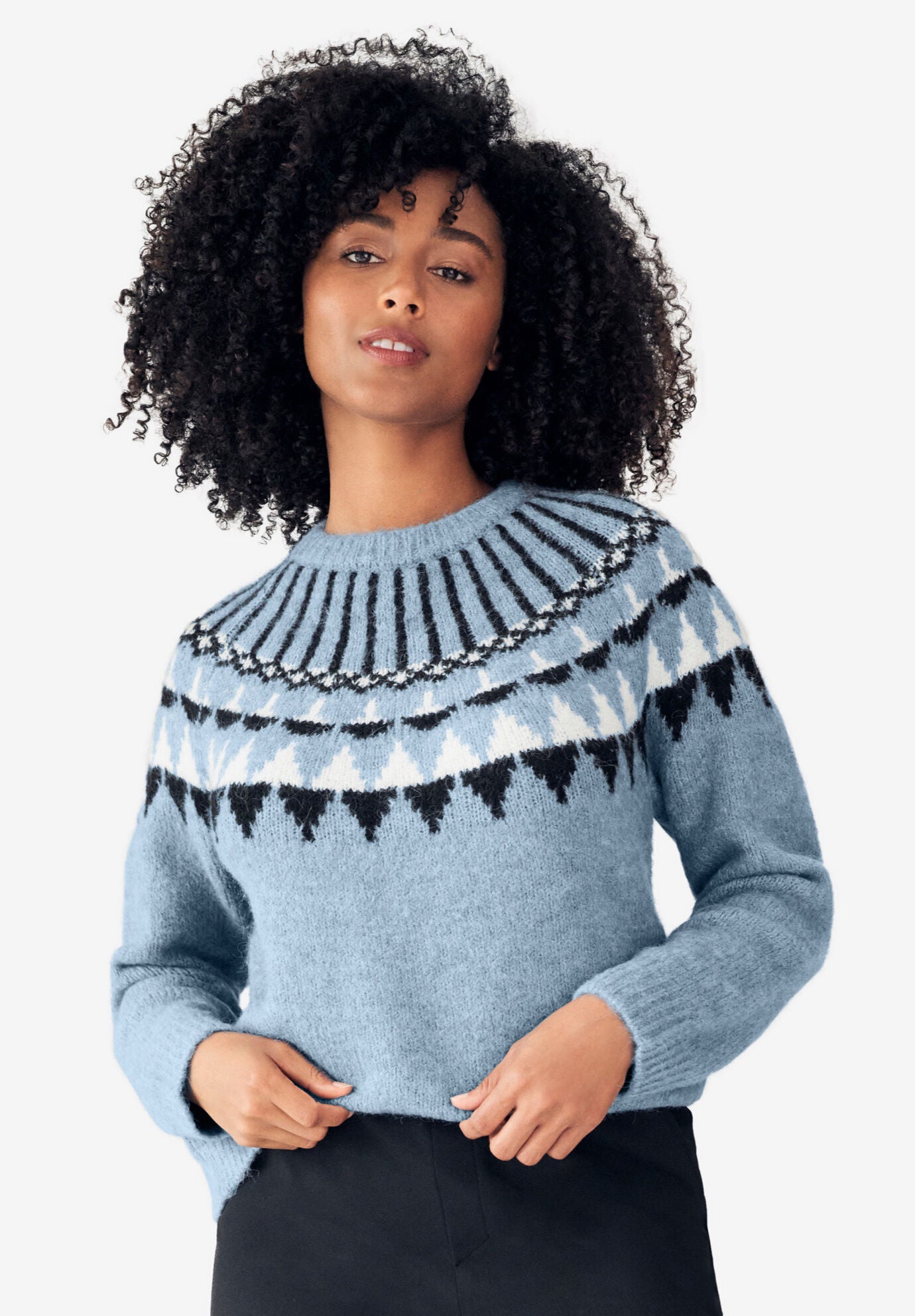 Crewneck Fair Isle Pullover for Women, 4461929 | Catherines