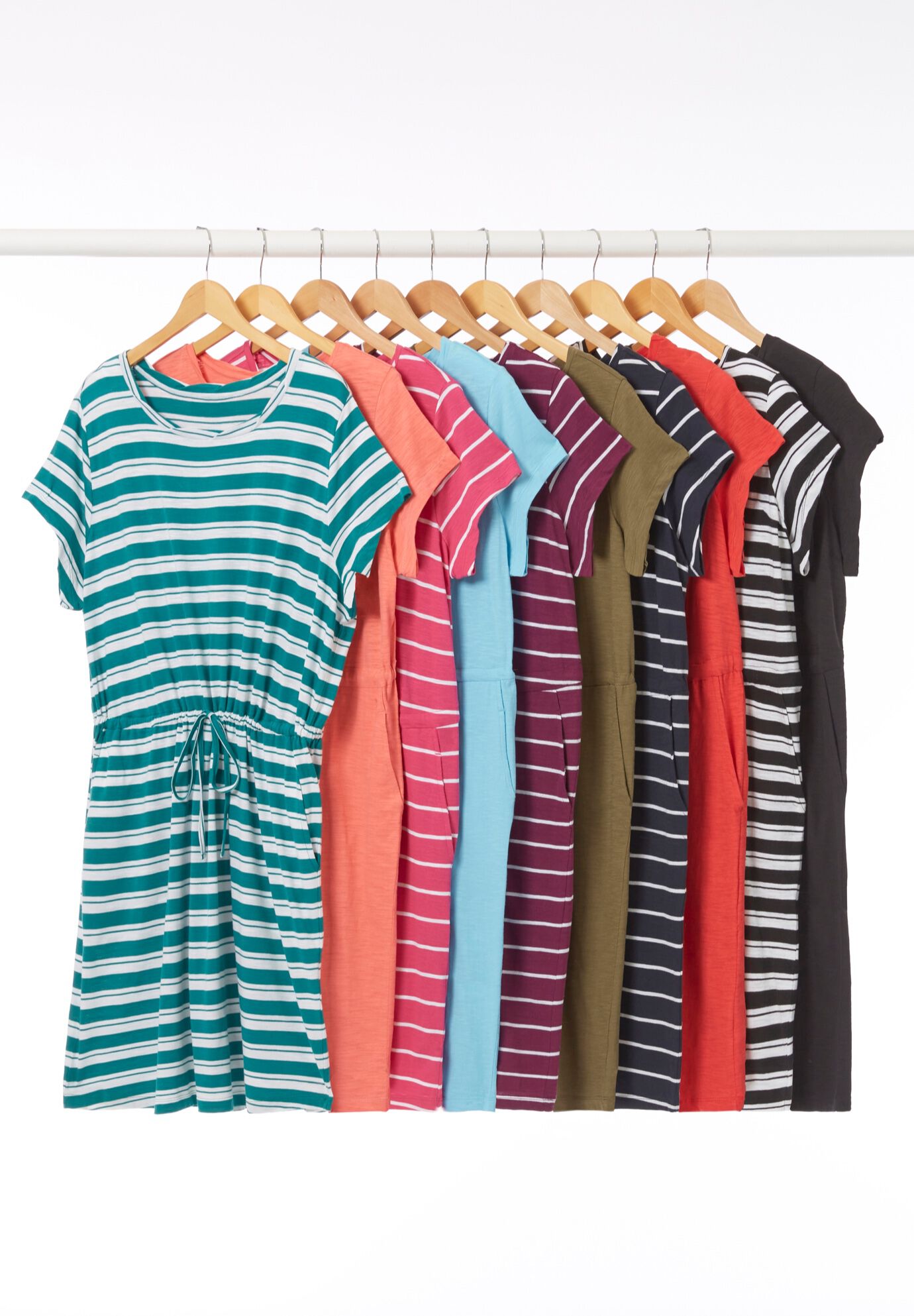 Knit Drawstring Dress - Weekend Nautical Style, Tropical Raspberry ...