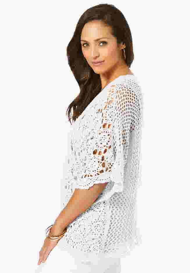 Crochet Cardigan for Effortless Layering, White | Catherines