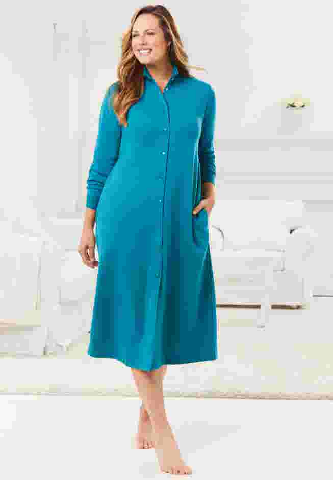 Only Necessities® Fleece Snap-Front Robe | Catherines