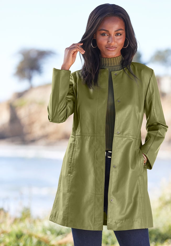 "Genuine Leather Three-Quarter Jacket for Women", Tropical Teal ...