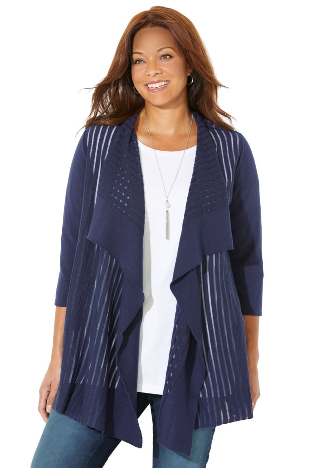 Lovely Layers Drape Cardigan for Dresses, Navy | Catherines