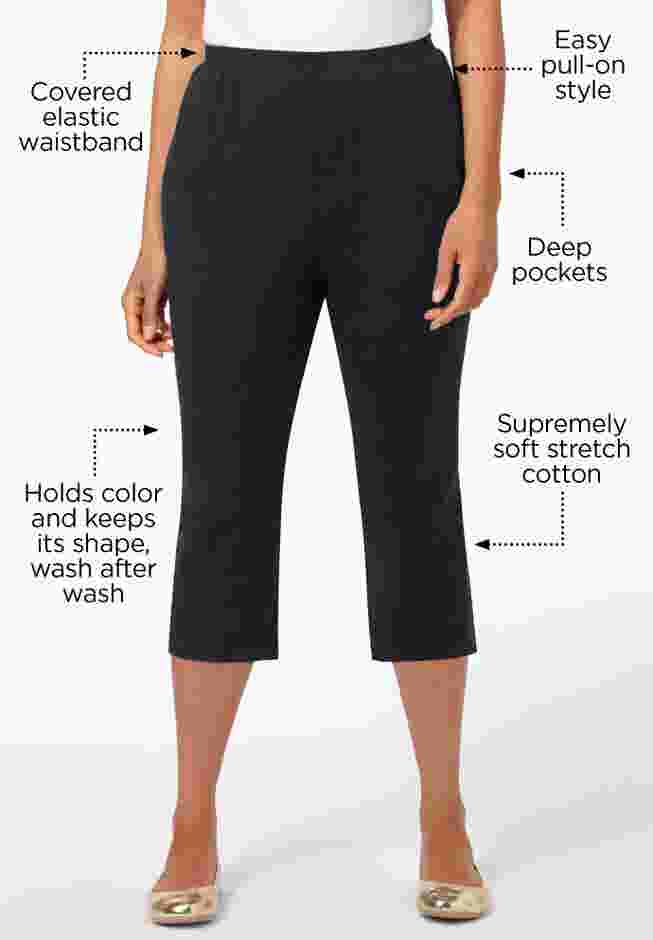 Suprema® Capri - Premium Stretch Cotton Essentials, Black | Catherines