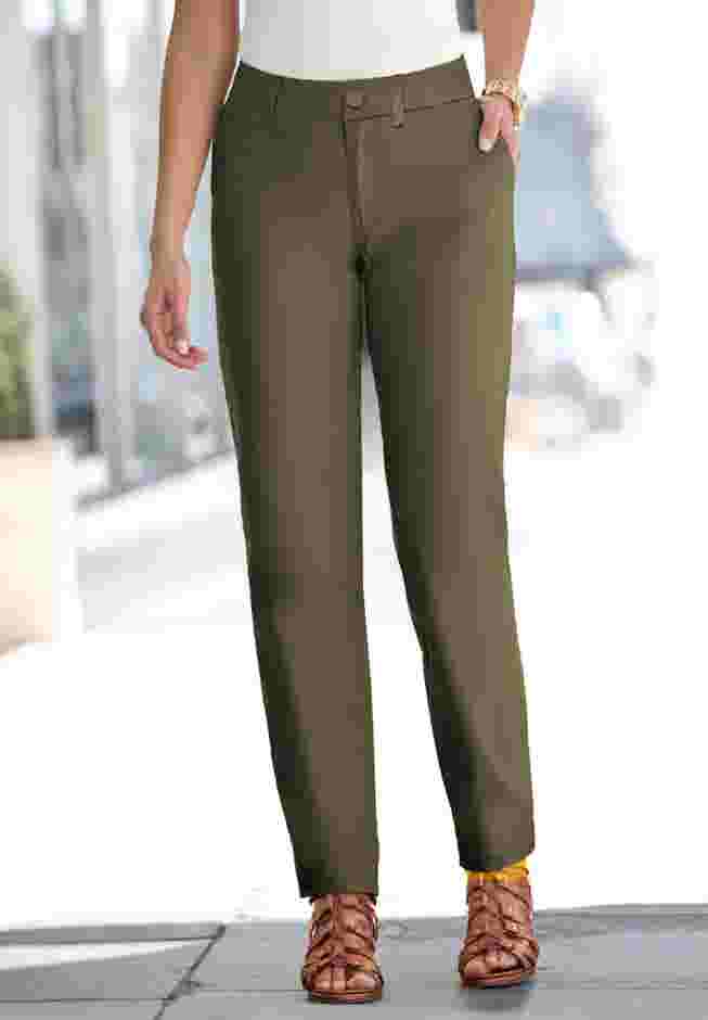 Stretch Cotton Chino Straight Leg Pant - Polished Look, New Khaki ...