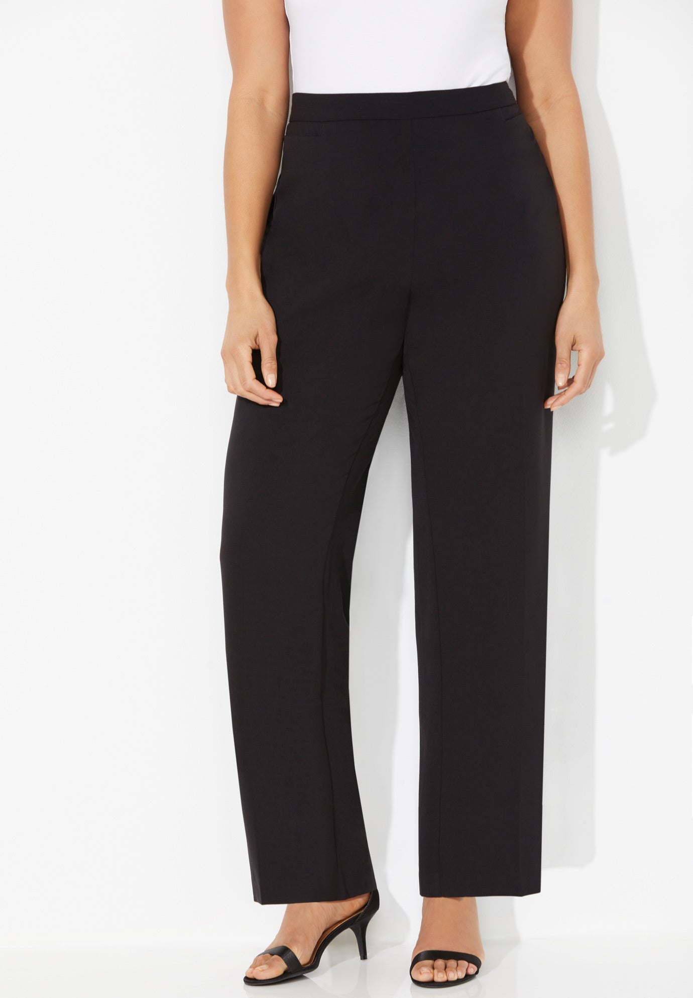 Classic Refined Pull-On Pant for Women, Black | Catherines
