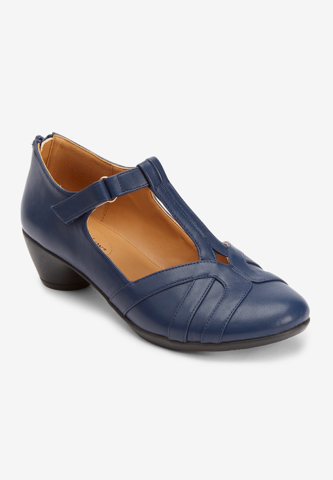 Leather Shooties - The Celine Shootie, 2" Heel, Navy | Catherines