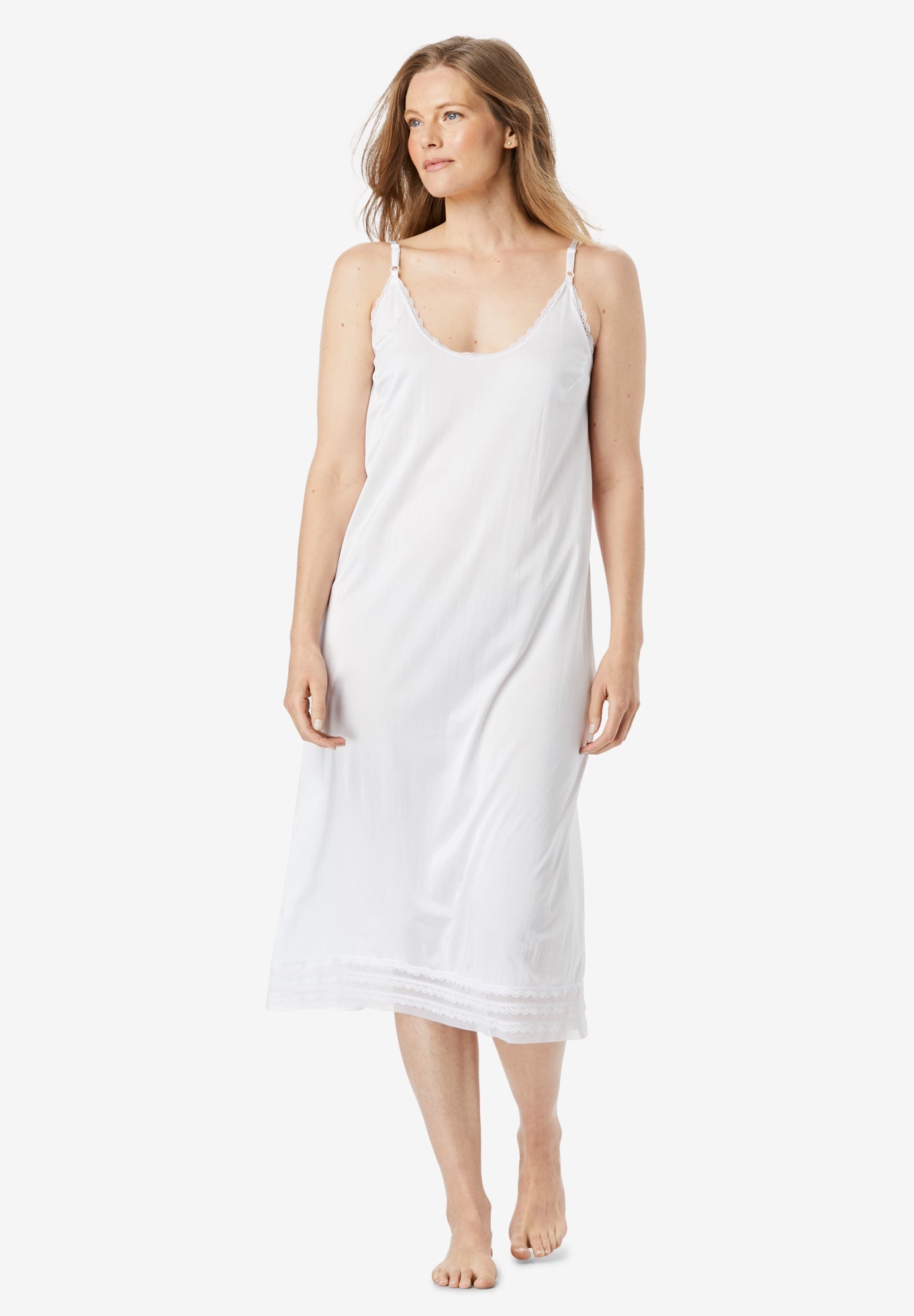 Custom-Length Snip-To-Fit Dress Liner, White | Catherines