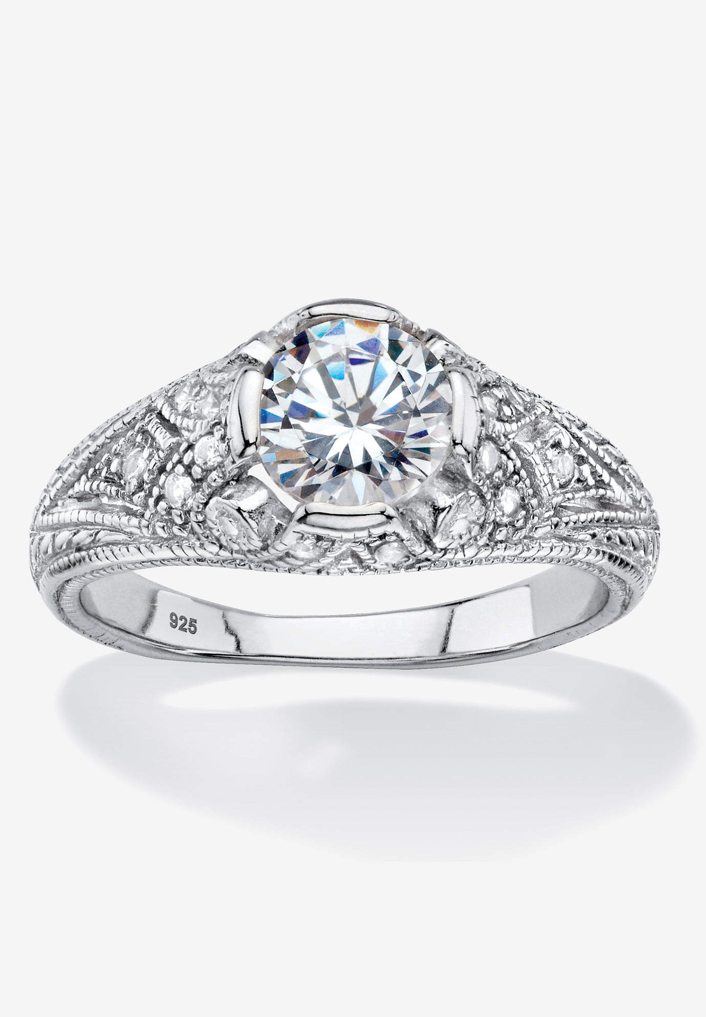 Vintage Style Engagement Ring Cubic Zirconia, Silver | Catherines