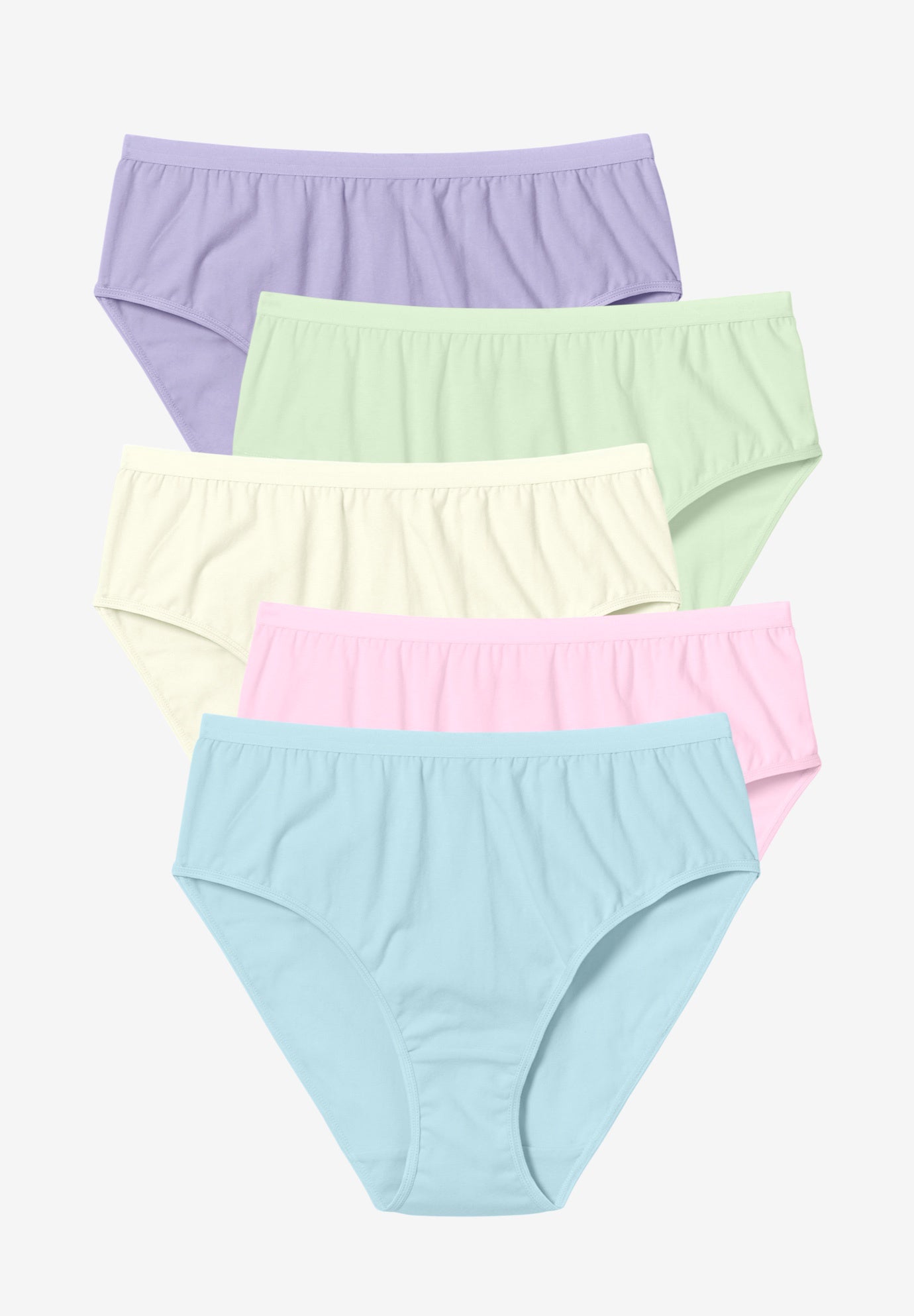 Hi-Cut Cotton Brief 5-Pack with Soft Waistband, Pastel Pack | Catherines